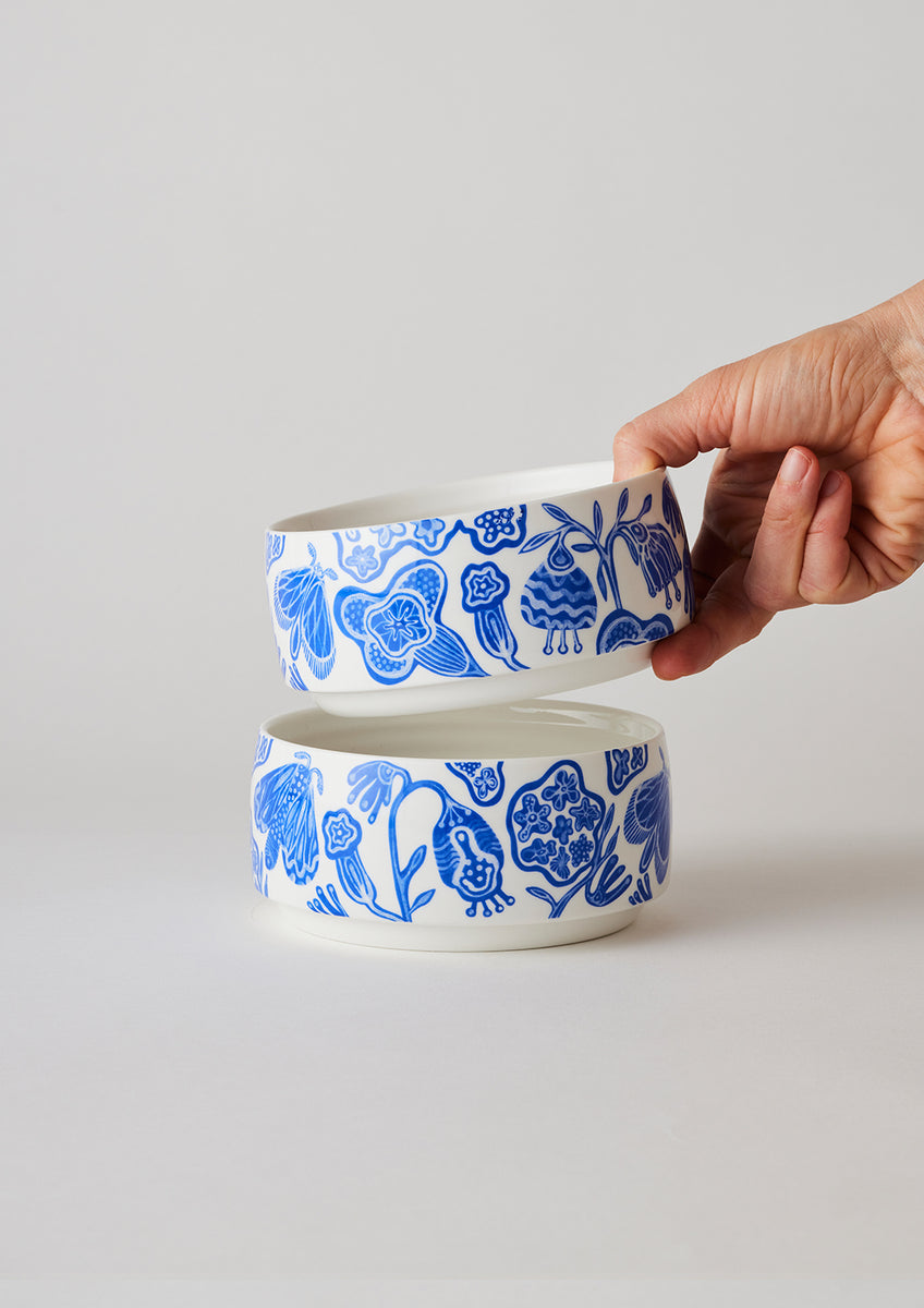 Stackable bowls two-set Cobalt Garden – Urban Jungle CBR